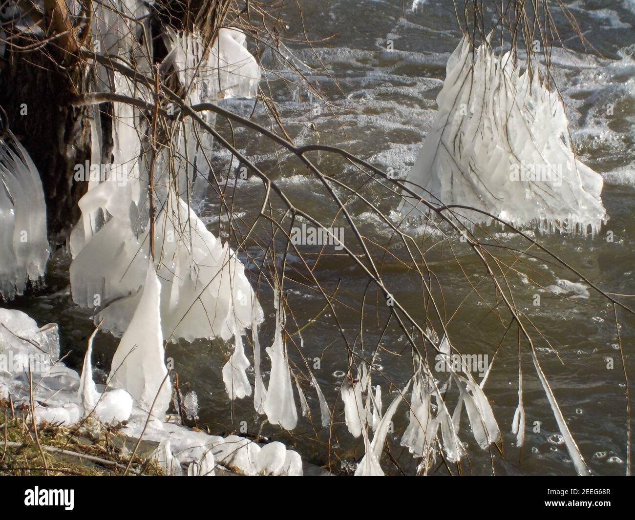 Natural ice sculptures on Nidda river, Frankfurt, Germany Stock Photo ...