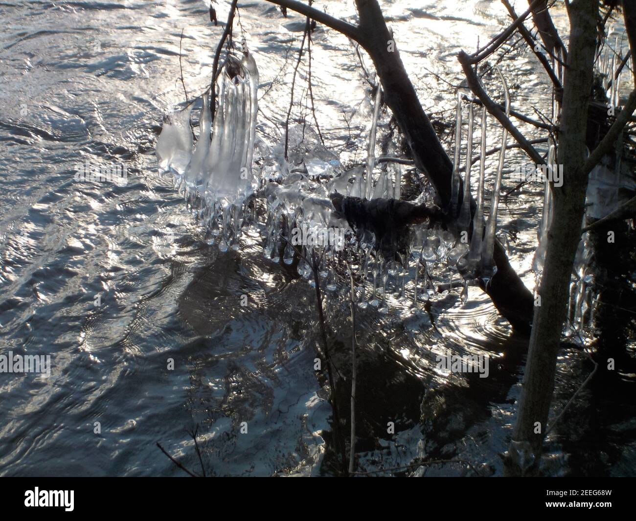 Natural ice sculptures on Nidda river, Frankfurt, Germany Stock Photo ...