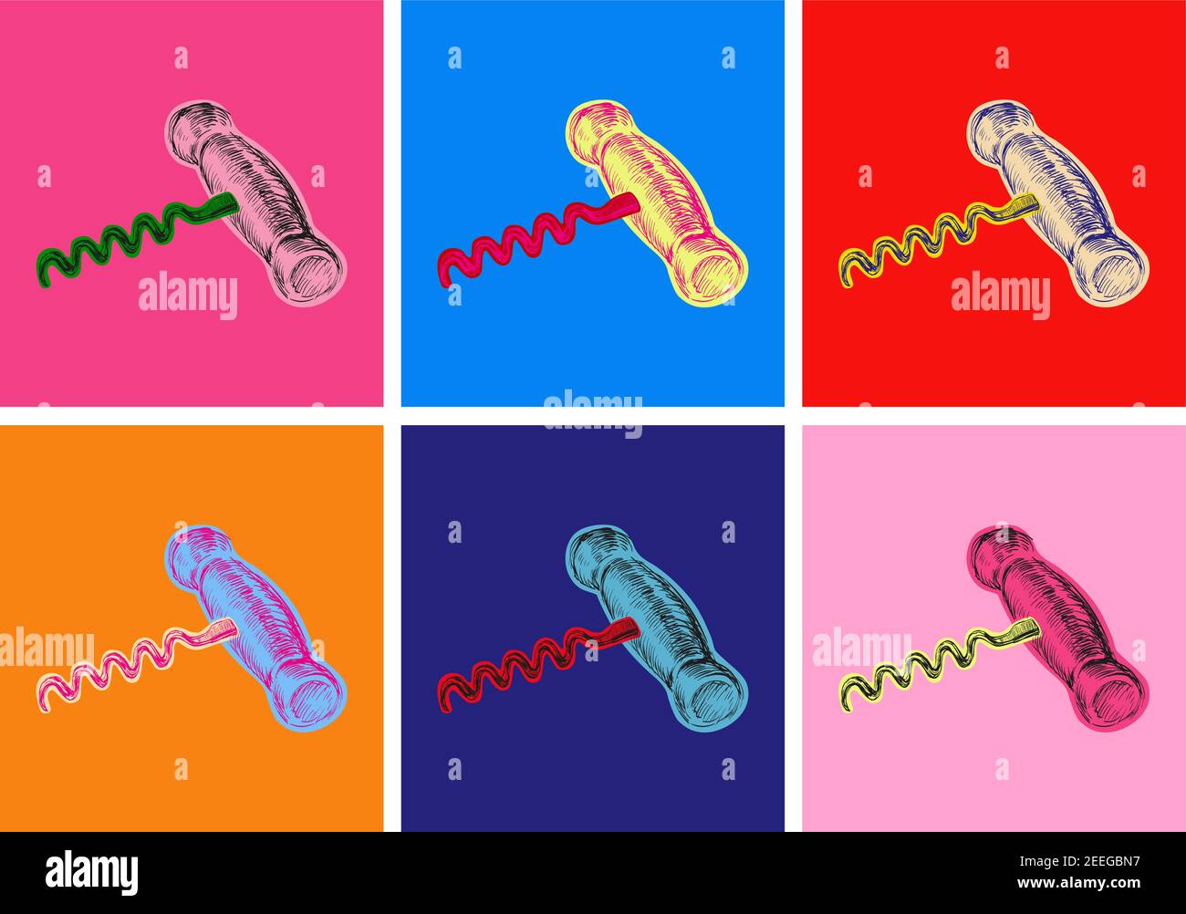 Corkscrew Hand Drawing Vector Illustration. Pop Art Style Corkscrew ...