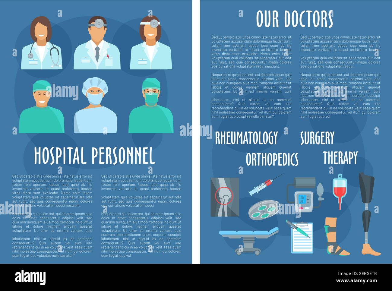 Hospital doctors or clinic personnel vector brochure. Rheumatology ...