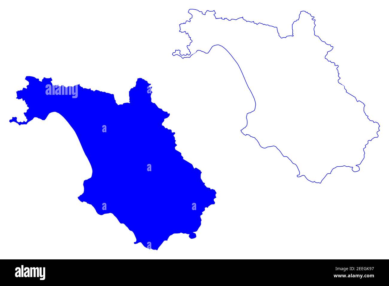 Salerno province (Italy, Italian Republic, Campania region) map vector ...