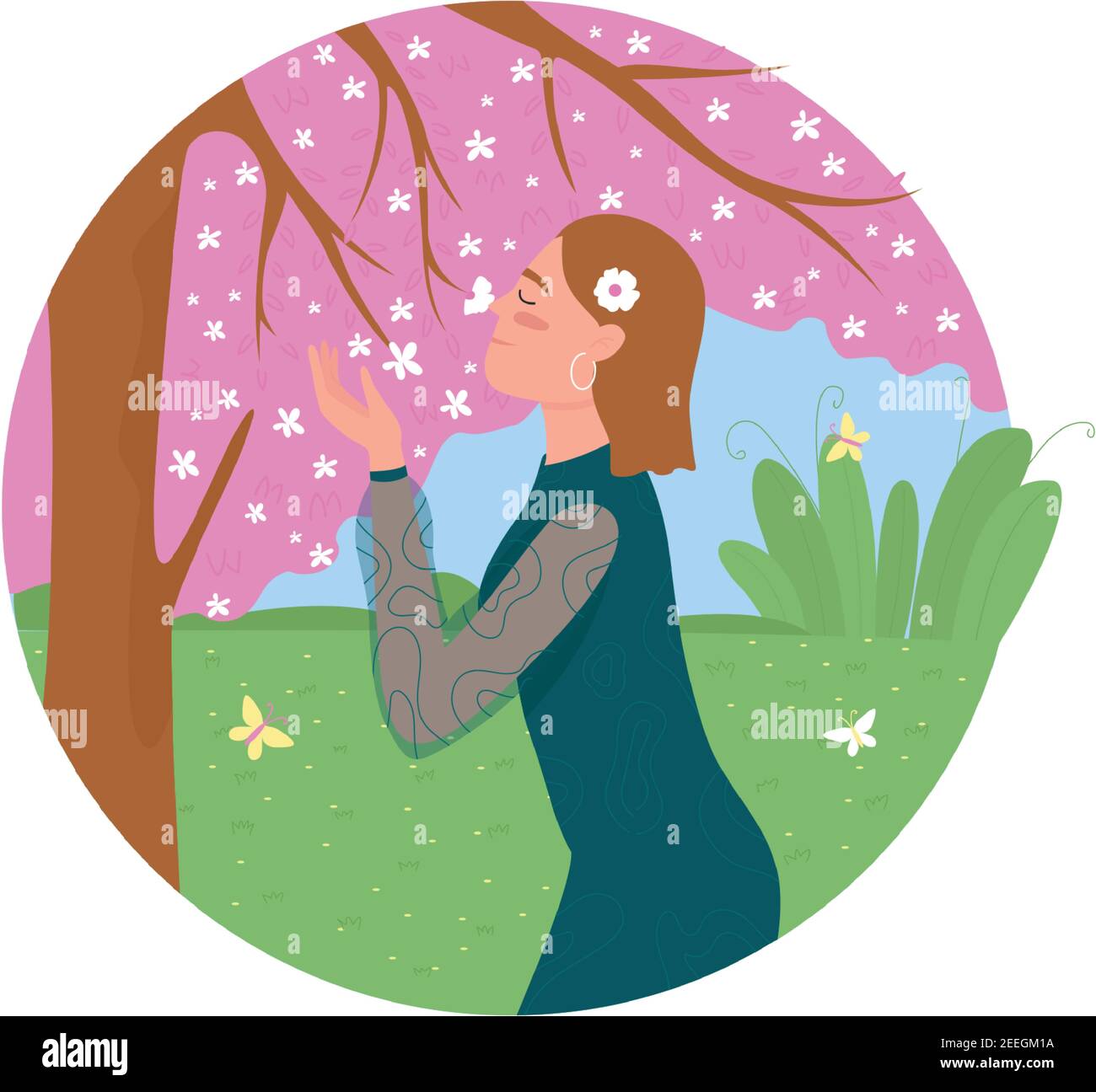 Spring blossom 2D vector web icon Stock Vector Image & Art - Alamy