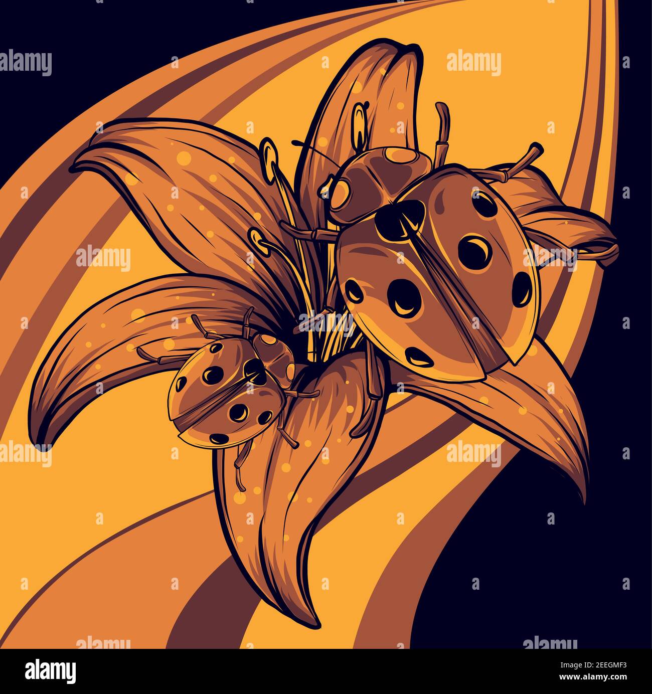 ladybugs in the flower vector illustration art Stock Vector Image & Art ...