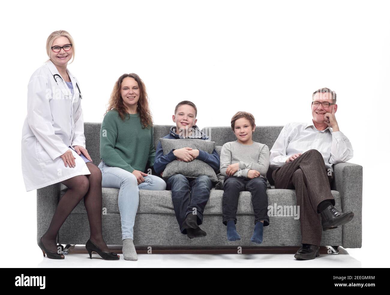 portrait of a large family with their family doctor Stock Photo - Alamy