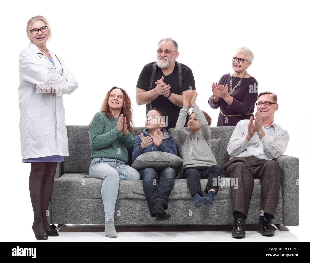 portrait of a large family with their family doctor Stock Photo - Alamy