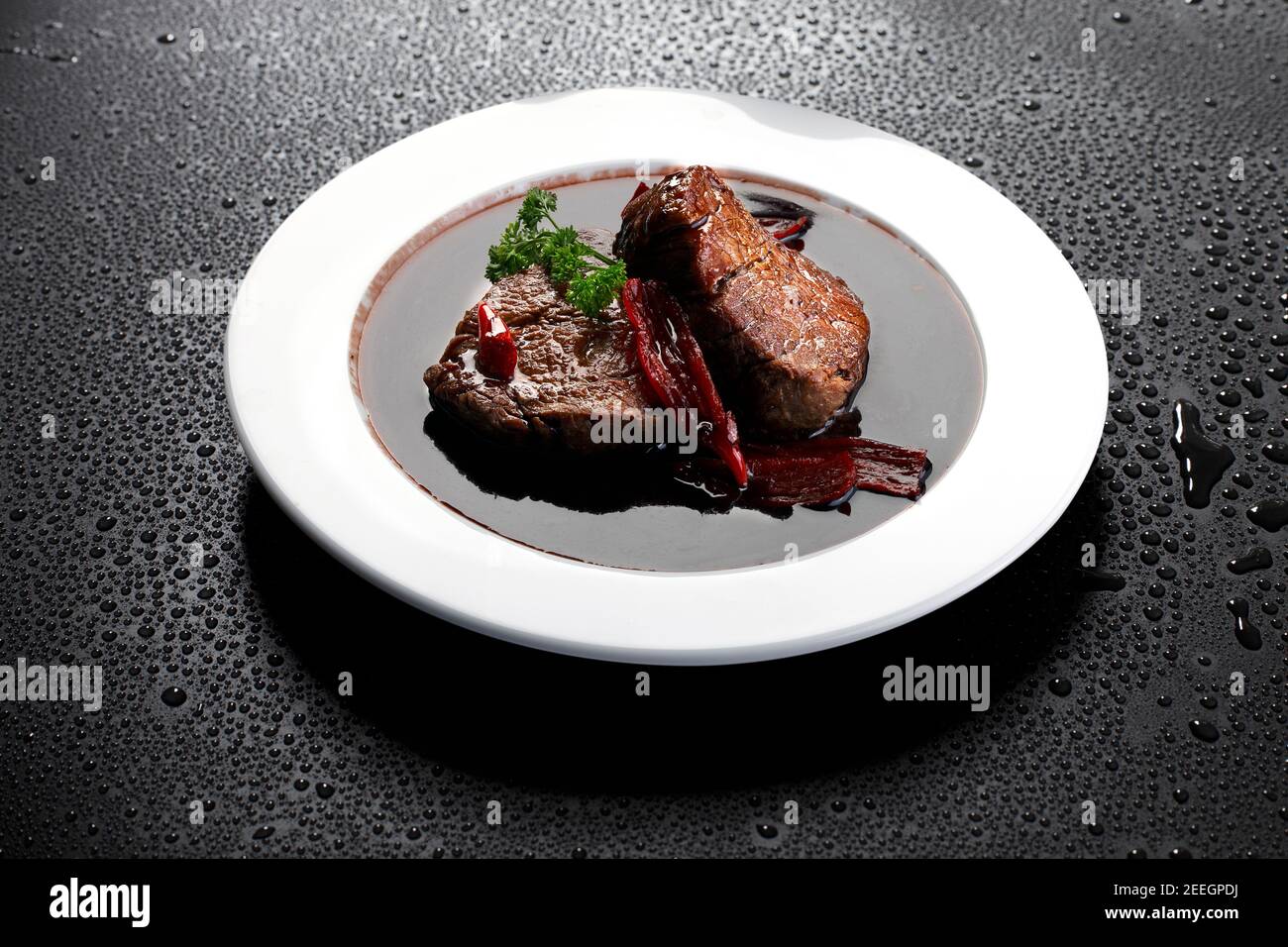 Filet mignon red wine sauce Stock Photo - Alamy