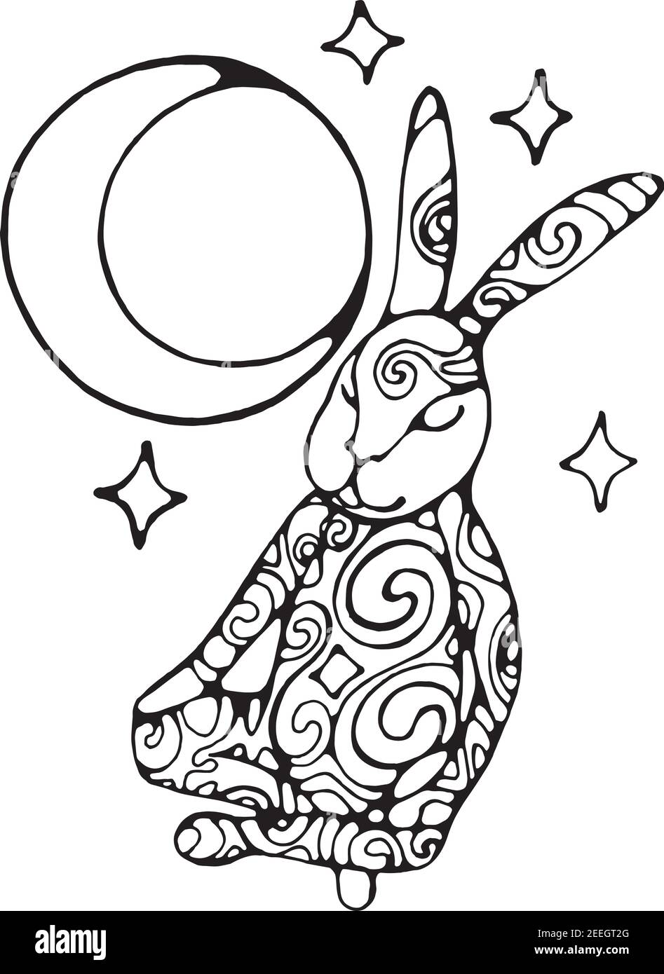A meditative rabbit sits in a turkish pose all in ornaments from ...