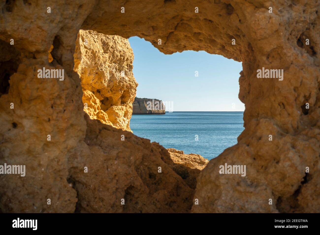 Beautiful cliffs of Algarve in Algar Seco, Carvoeiro, Portugal Stock ...