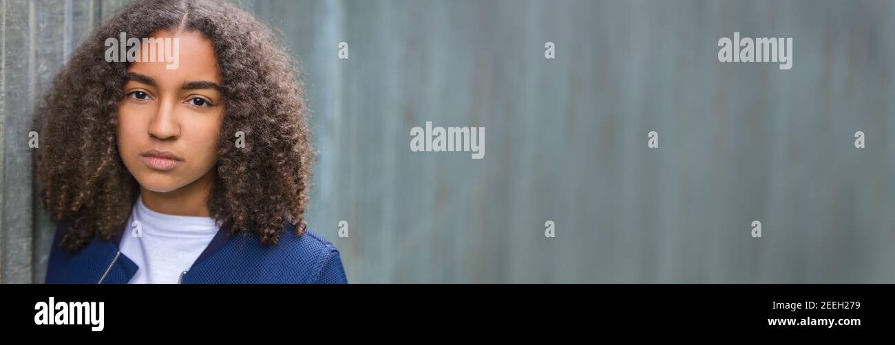 Beautiful mixed race African American girl teenager female young woman ...