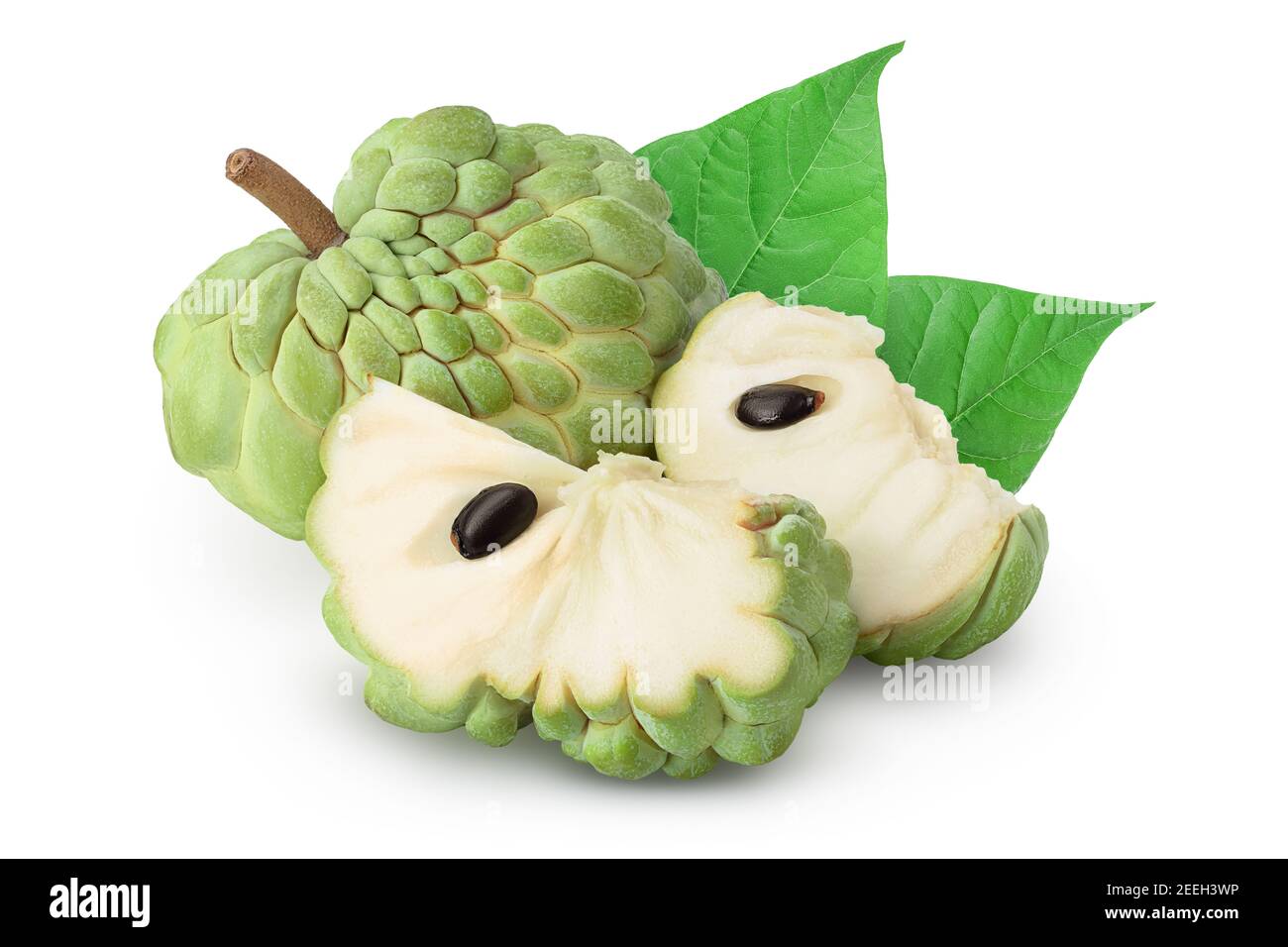 Sugar apple or custard apple isolated on white background with clipping ...