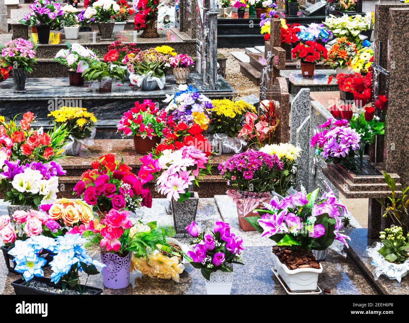 Lot of colorful artificial flowers Stock Photo - Alamy