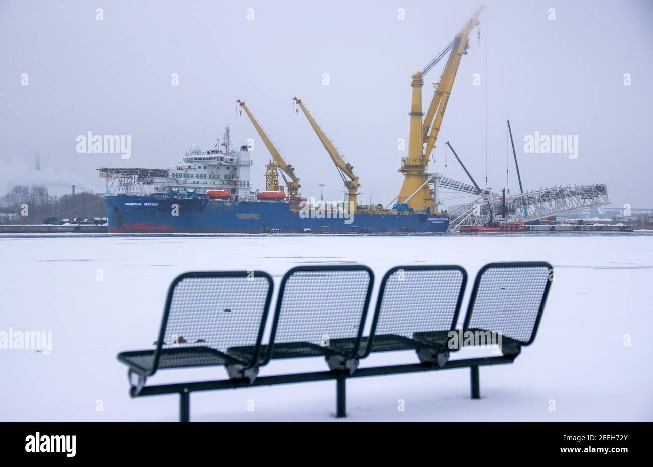 Wismar, Germany. 16th Feb, 2021. The Russian pipe-laying vessel ...