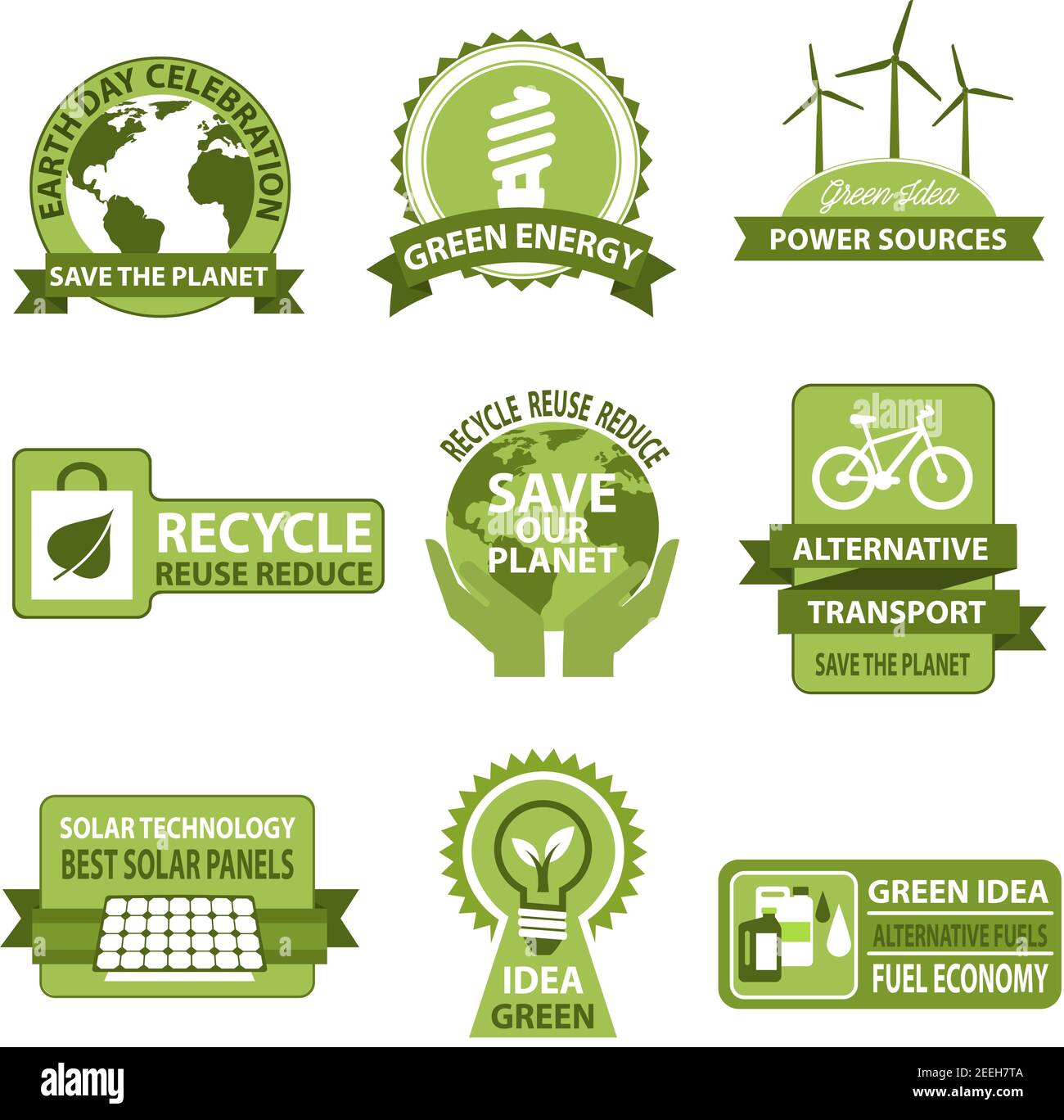 Earth Day vector icons for Save Planet design. Symbols of green ...