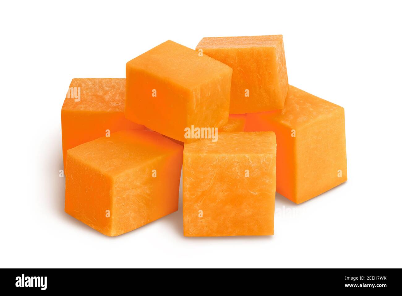 butternut squash diced isolated on white background with clipping path ...