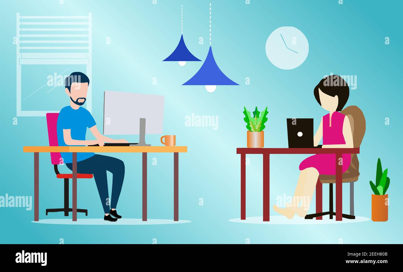 Married couple working remotely from home during covid-19 pandemic ...