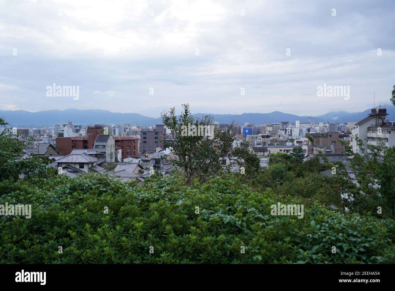 High angle shot of the buildings and houses captured in Kyoto, Japan ...