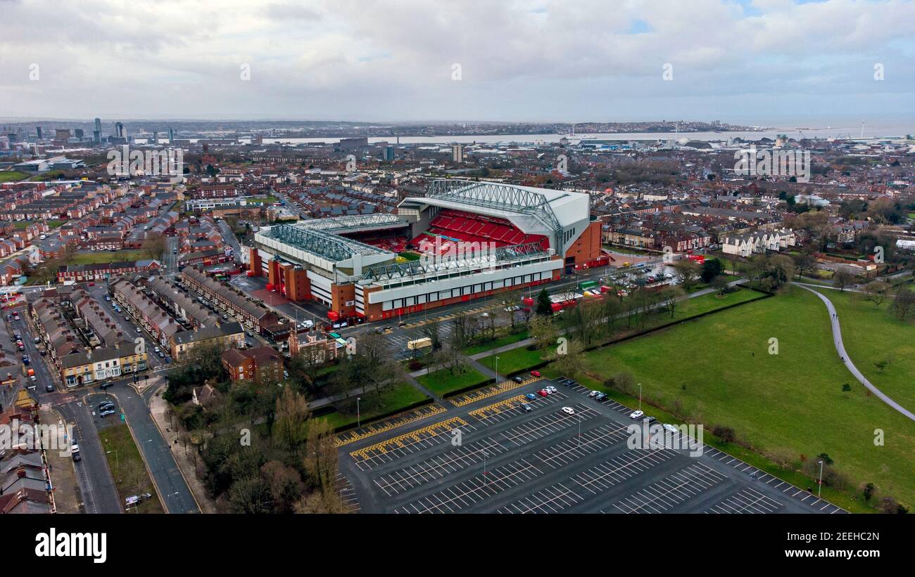 A general view of Anfield, home of Liverpool Football Club. Issue date ...