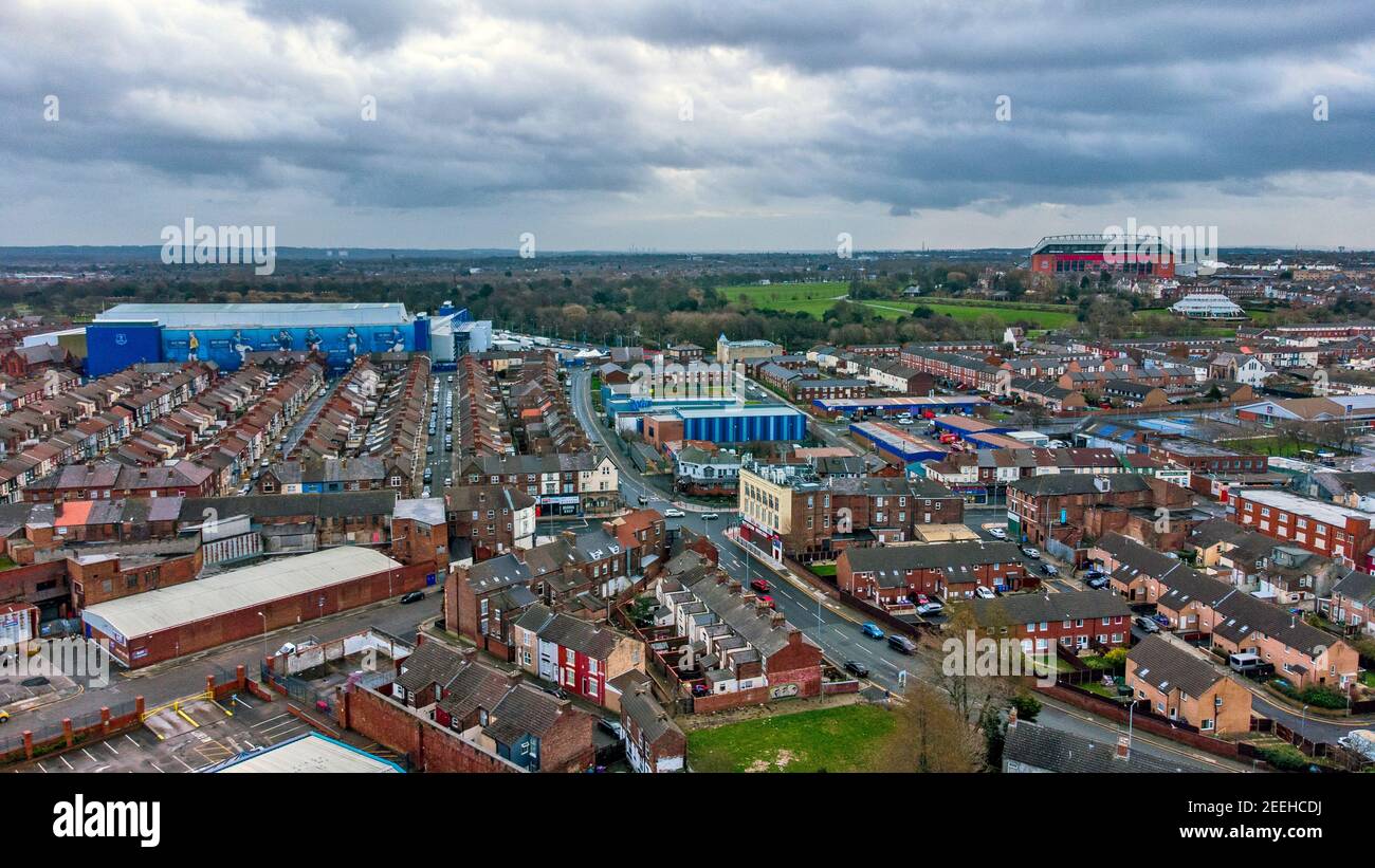 A general view of Goodison Park, home of Everton Football Club with ...