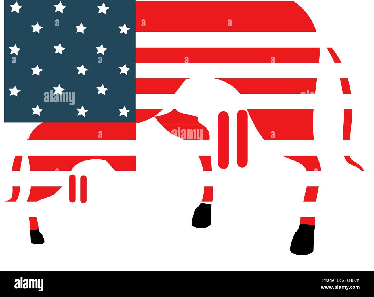 illustration of the american flag with its stripes as a bull , isolated ...