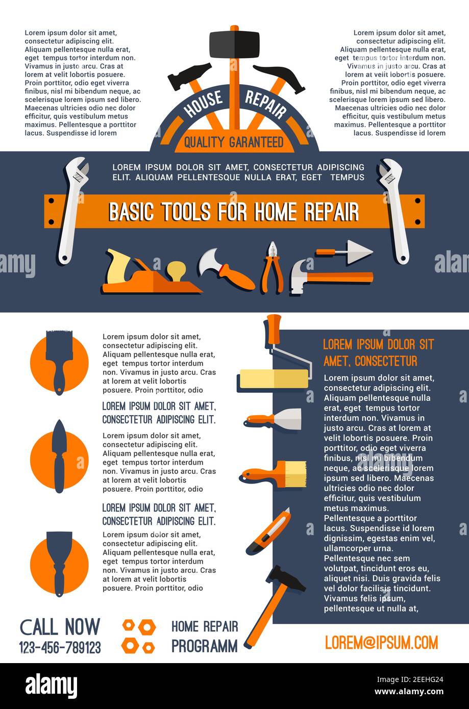 Home repair poster vector template for house finishing and painting ...