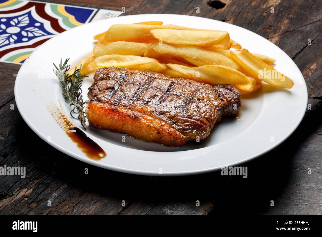 Steak with fries Stock Photo - Alamy