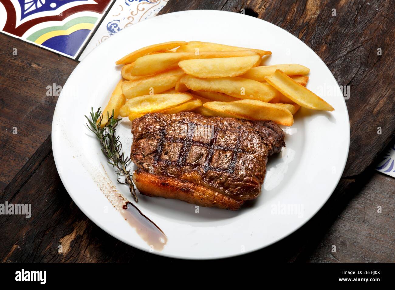 Steak with fries Stock Photo - Alamy