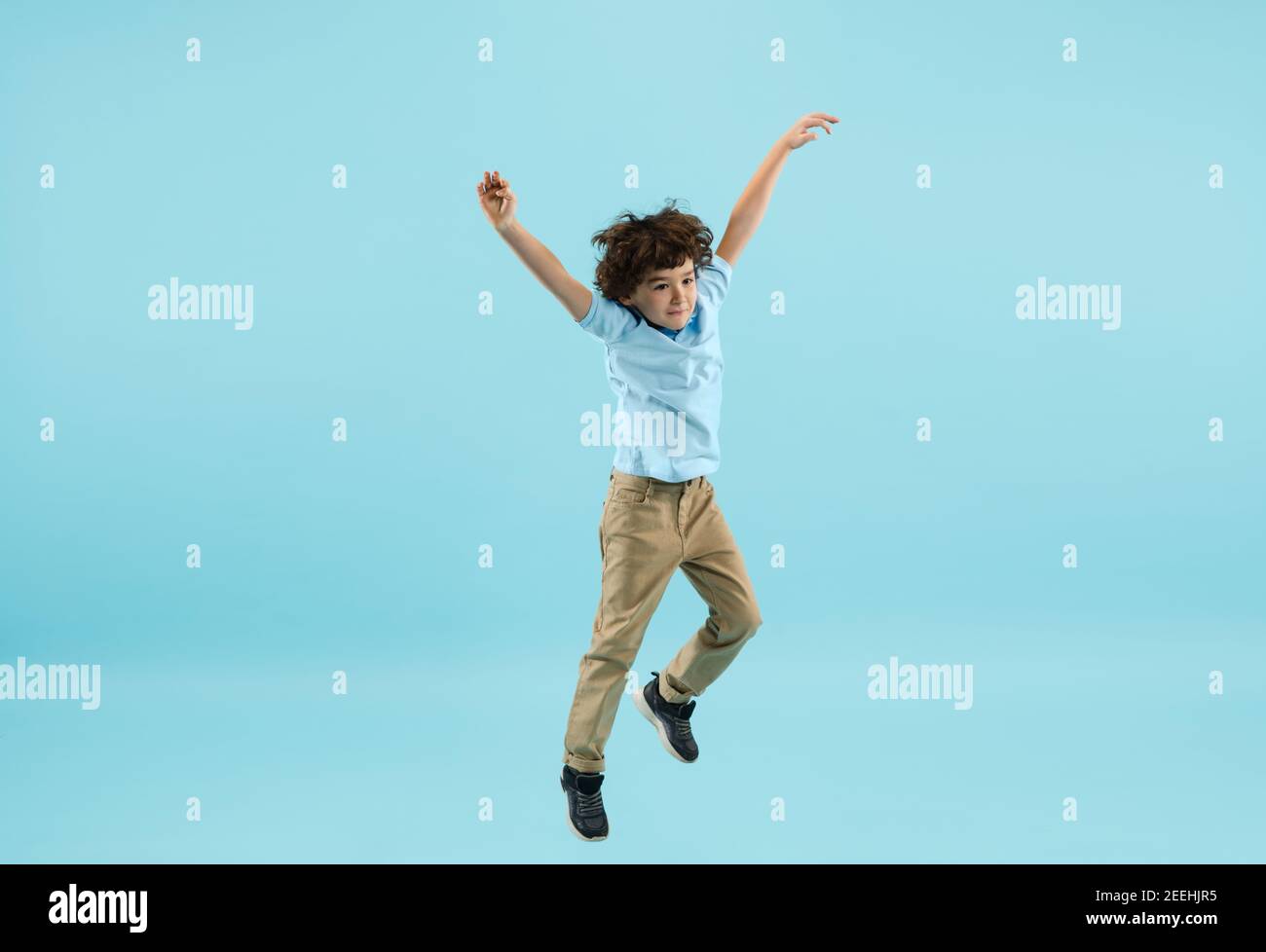 Flying, jumping high. Childhood and dream about big and famous future ...