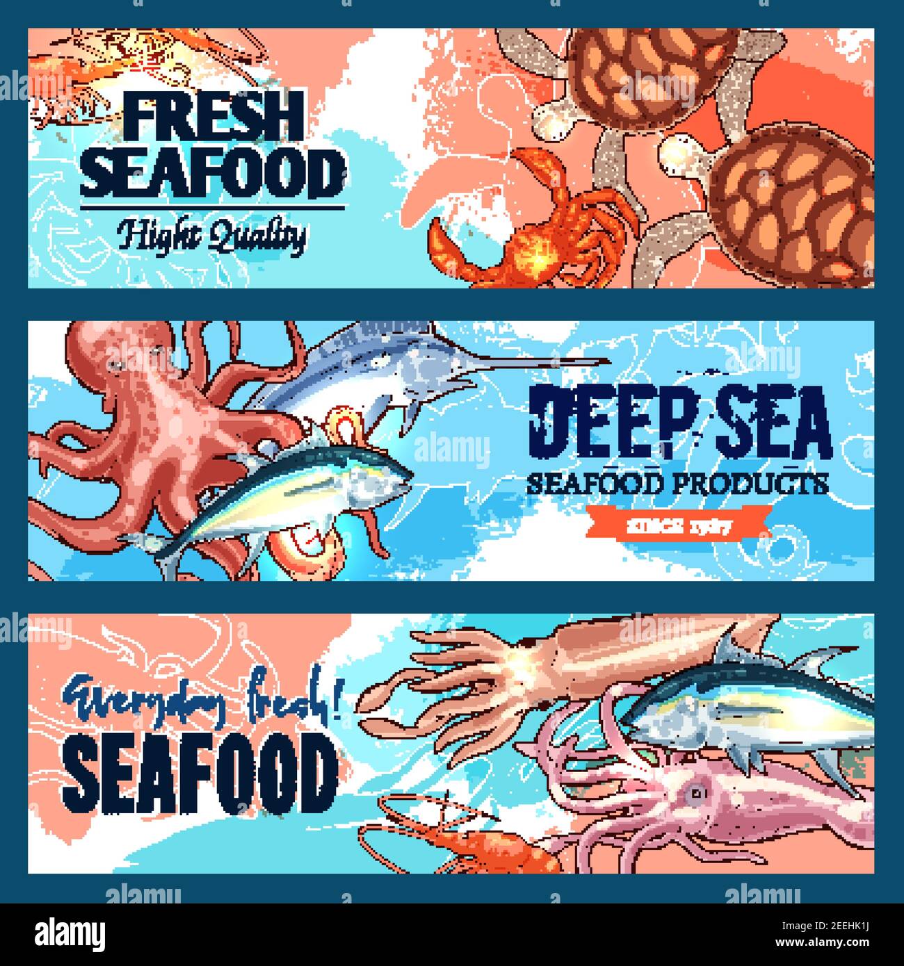 Sea food horizontal Stock Vector Images - Alamy
