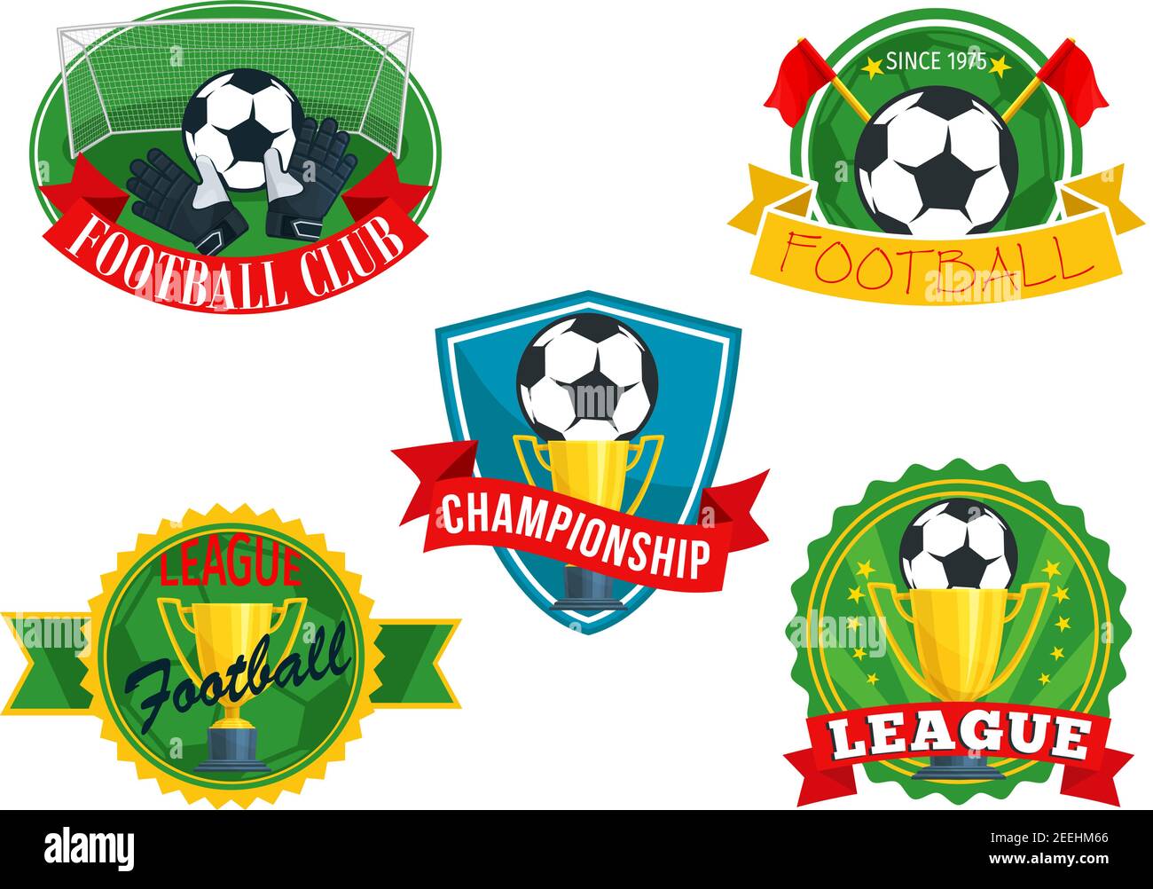 Football club icons set or badges for soccer sport game championship ...