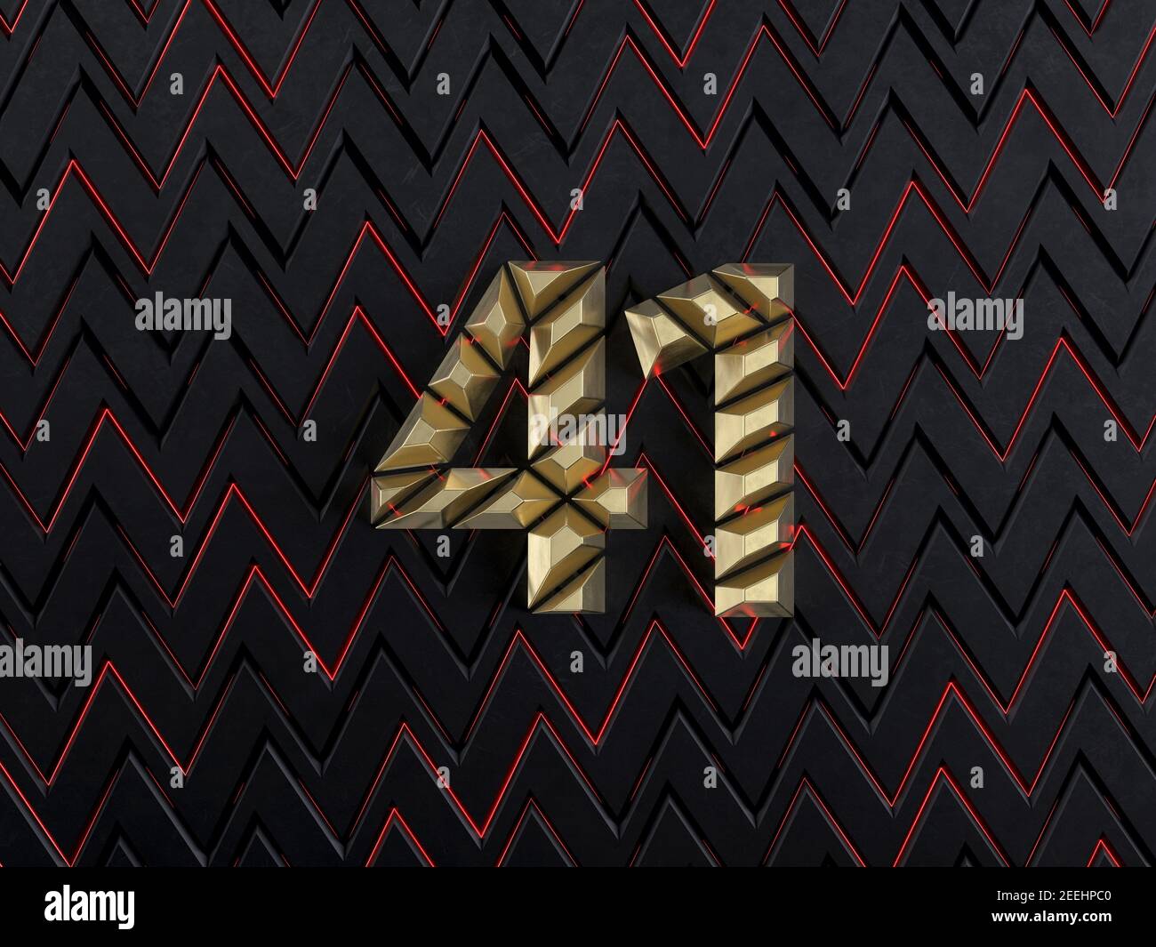 Number forty-one (number 41) made from gold bars on dark background ...