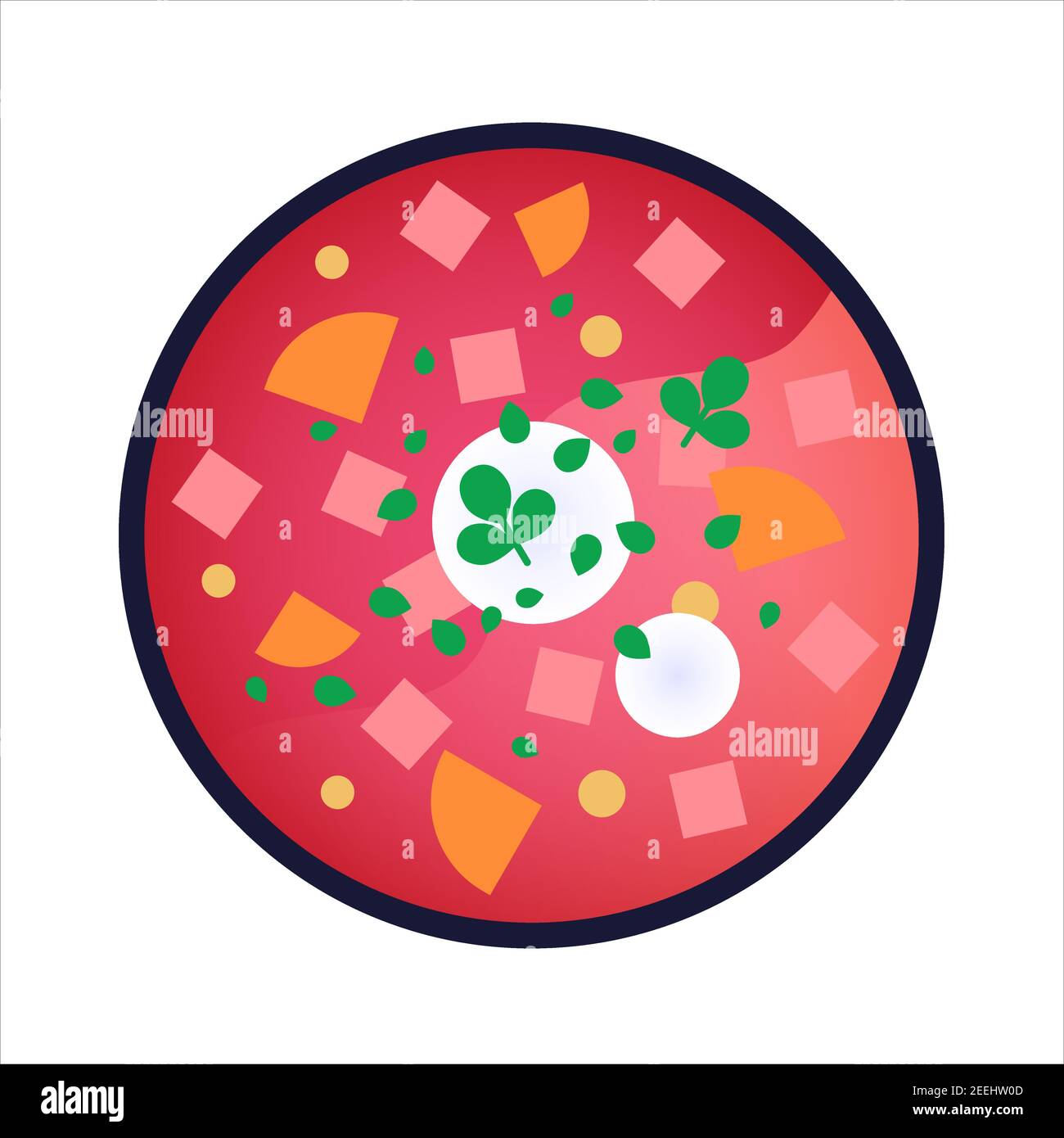 Borscht - slavic beet soup with sour cream. Isolated vector ...