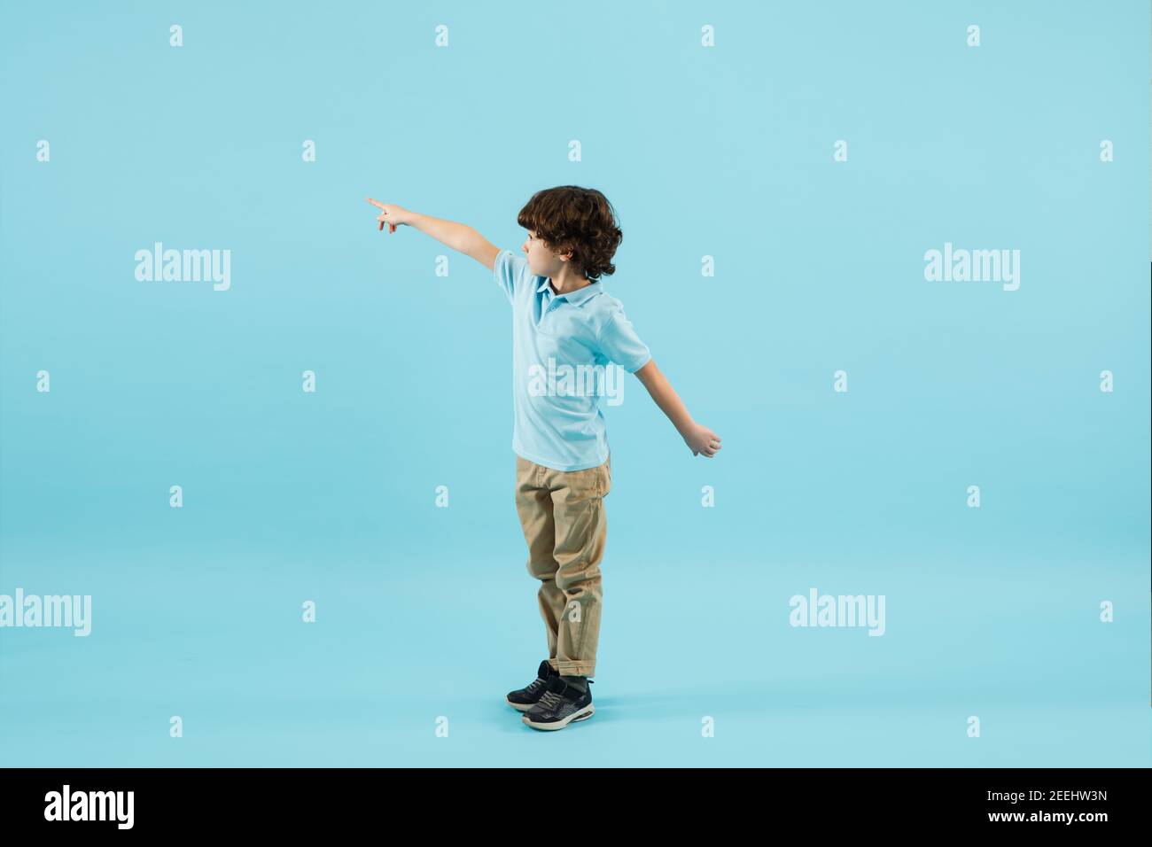 Pointing out, showing. Childhood and dream about big and famous future ...