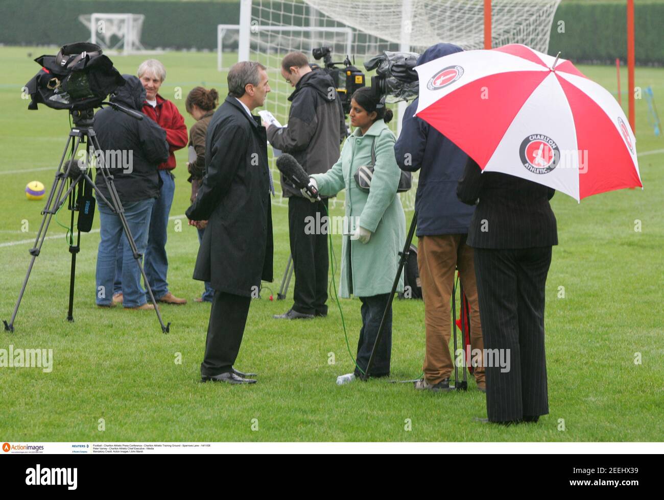 Soccer charlton press conference training ground hi-res stock ...