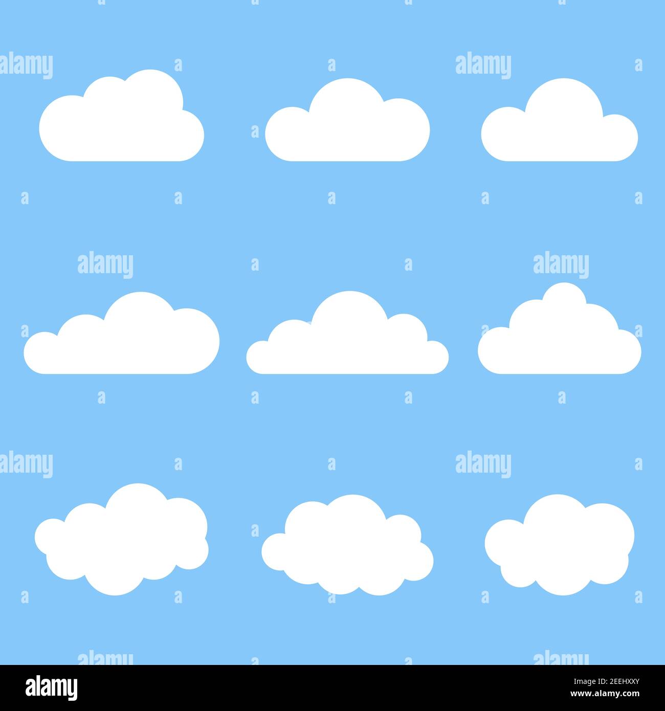 Cloud set icon. White clouds element. Weather symbol. Vector isolated on blue Stock Vector Image ...