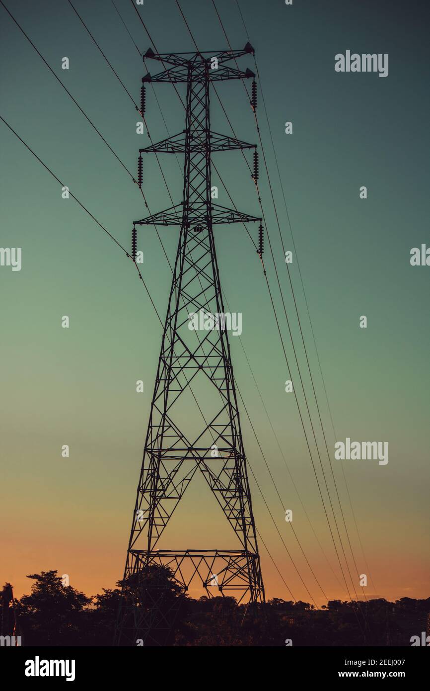 Electric tower at sunset hi-res stock photography and images - Alamy