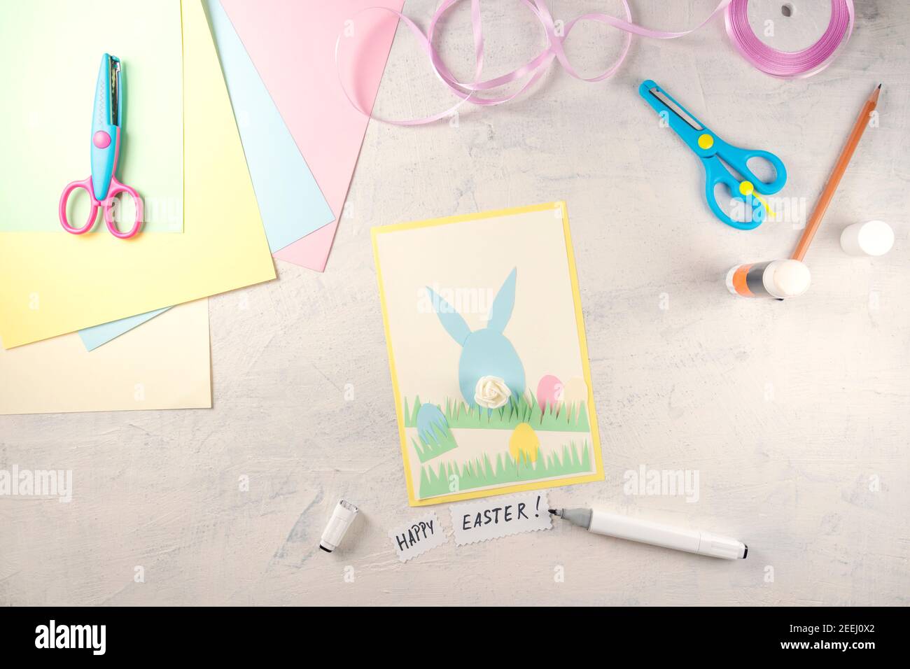 Step by step instruction: how to make card Happy easter. DIY creativity ...