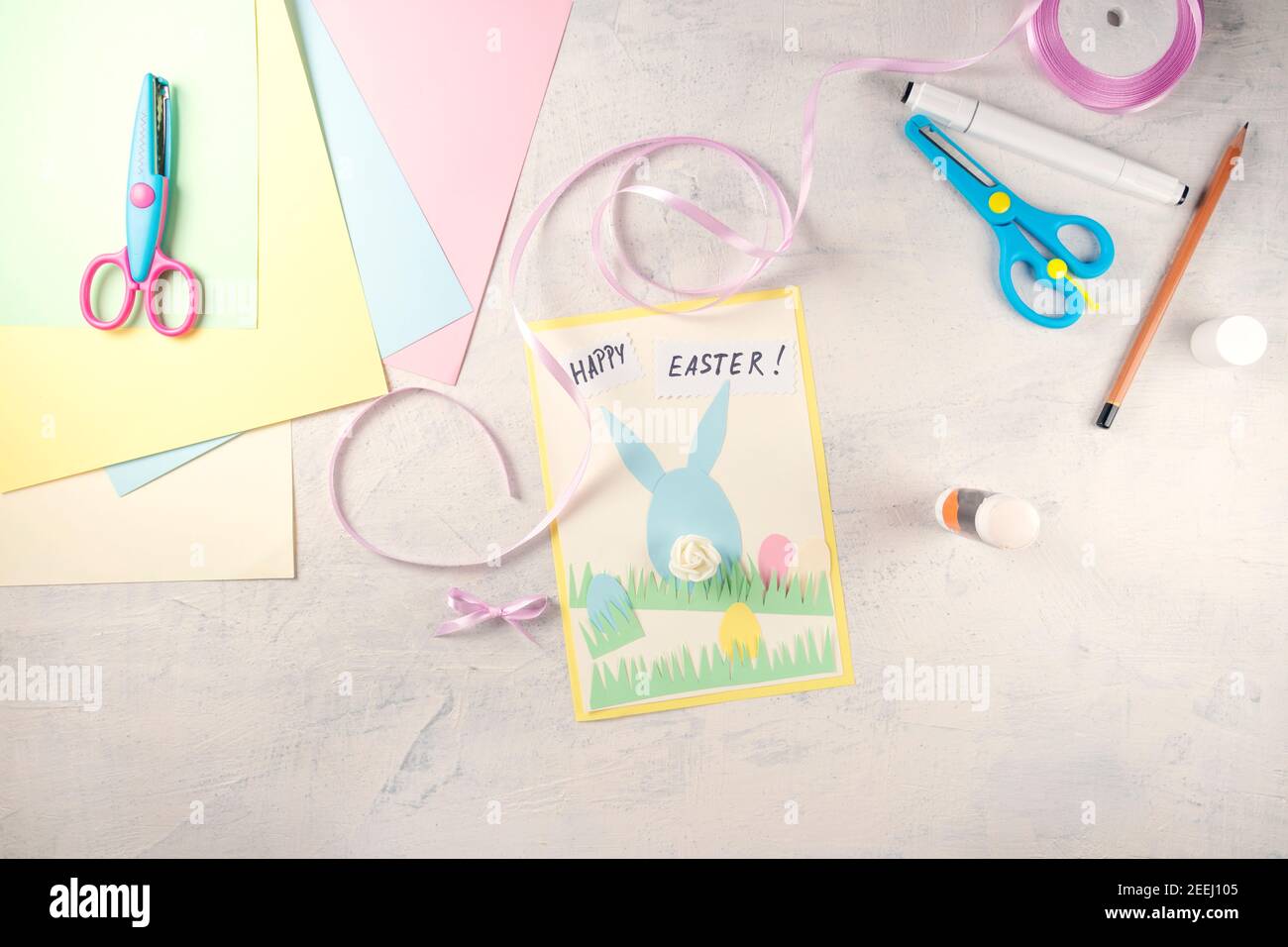 Step by step instruction: how to make card Happy easter. DIY creativity ...