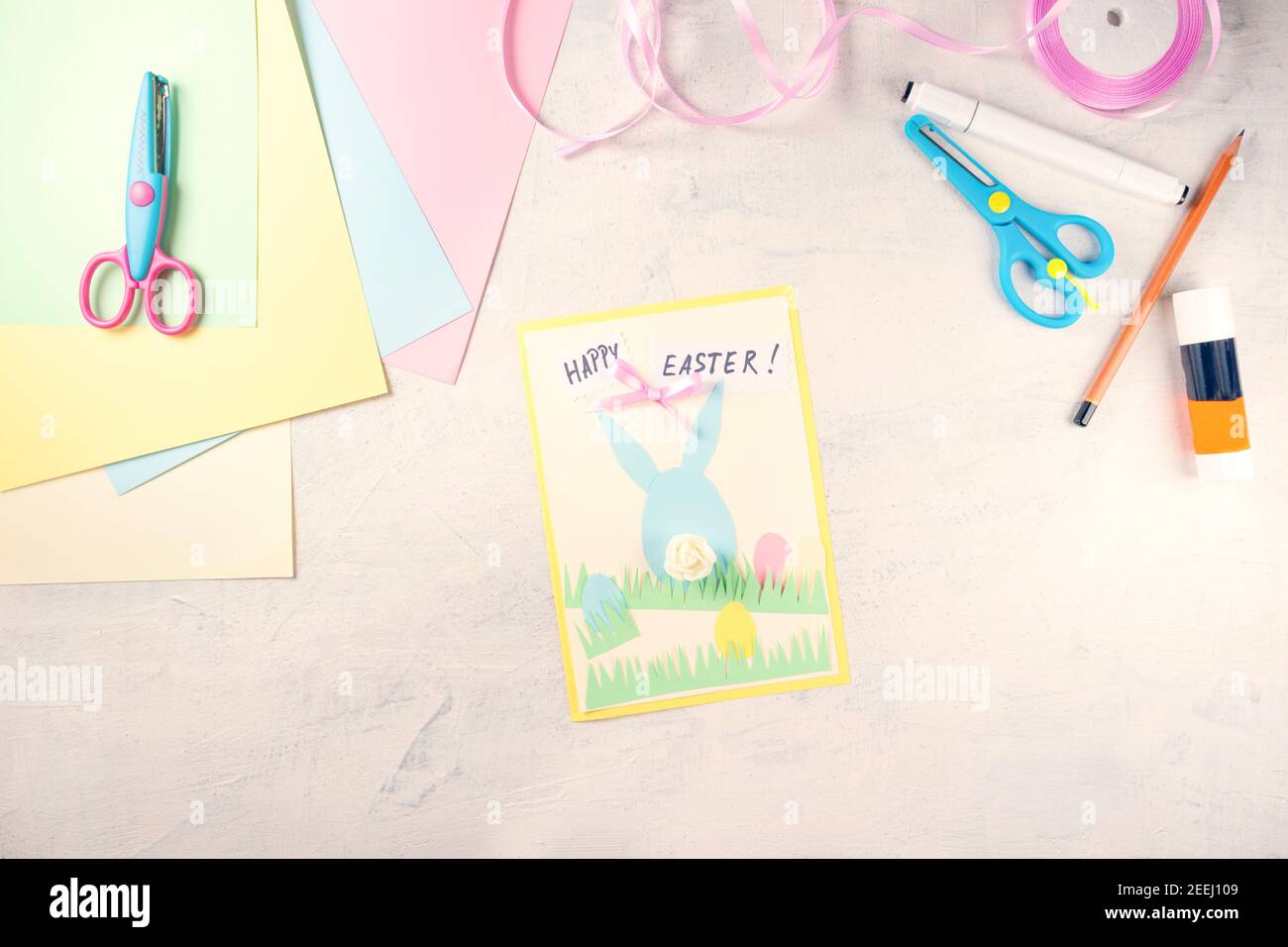 Step by step instruction: how to make card Happy easter. DIY creativity ...