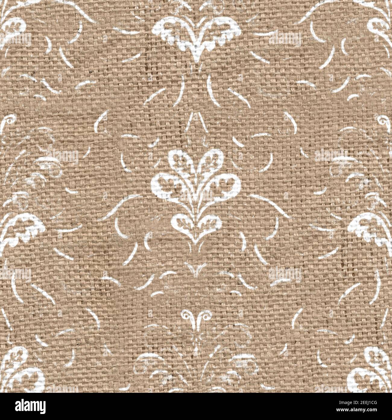 Seamless burlap with white paint pattern overlay Stock Photo - Alamy