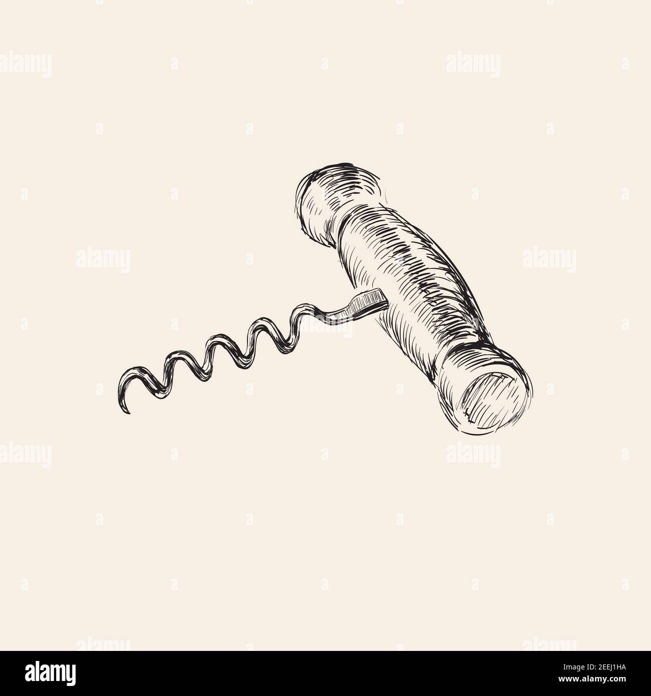 Corkscrew Hand Drawing Vector Illustration. Vintage style Stock Vector ...