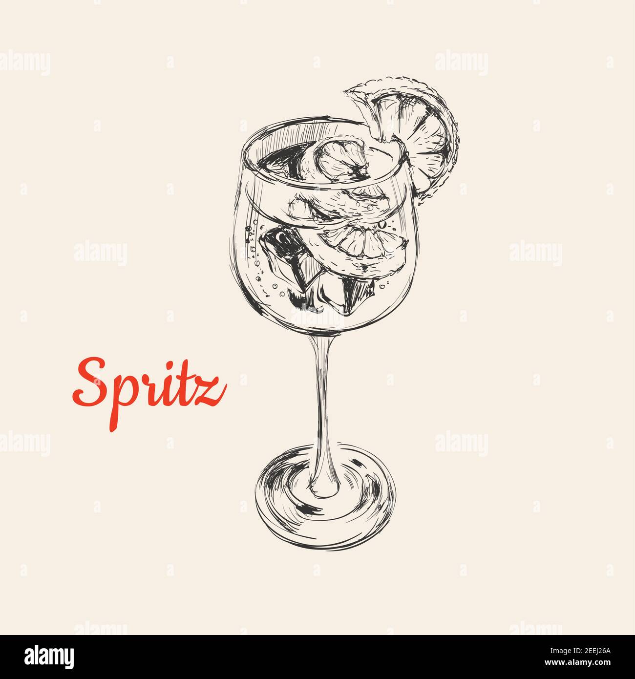 Spritz Hand Drawn Summer Cocktail Drink Vector Illustration Stock ...