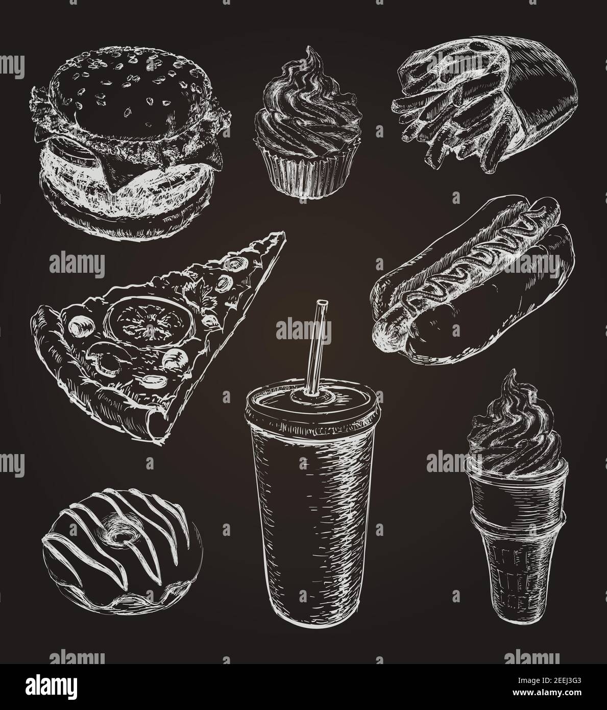 Hand Drawn Set Fast Food Vector illustration Stock Vector Image & Art ...