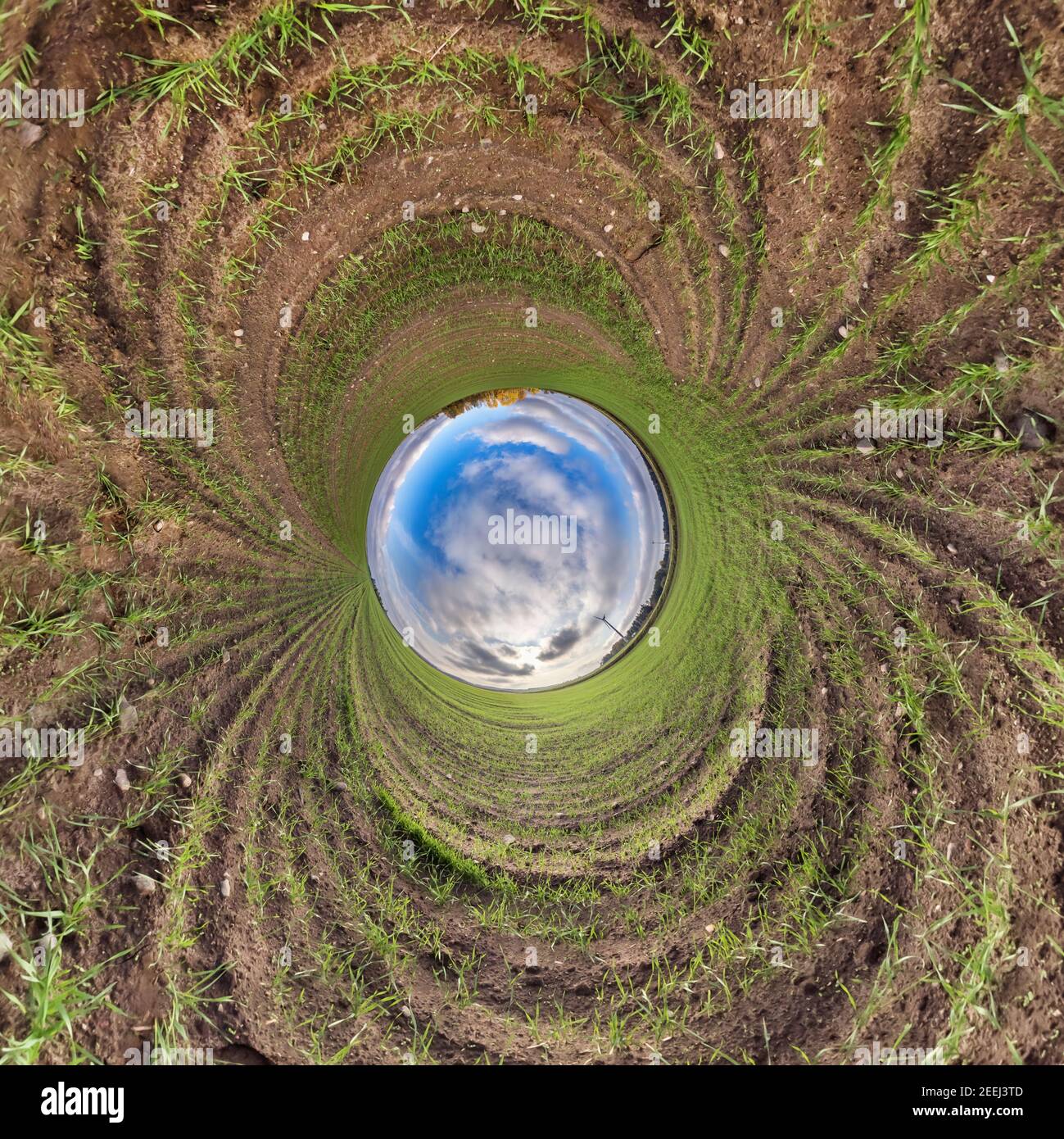 Blue little planet. Inversion of tiny planet transformation of ...