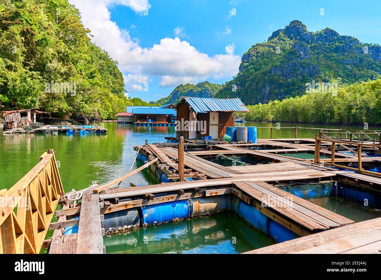 A floating fish farm on the island of Langkawi in Malaysia Stock Photo ...