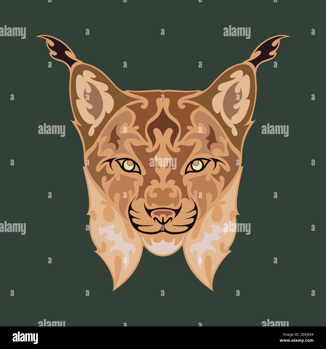 Hand drawn abstract portrait of a lynx. Vector stylized colorful ...