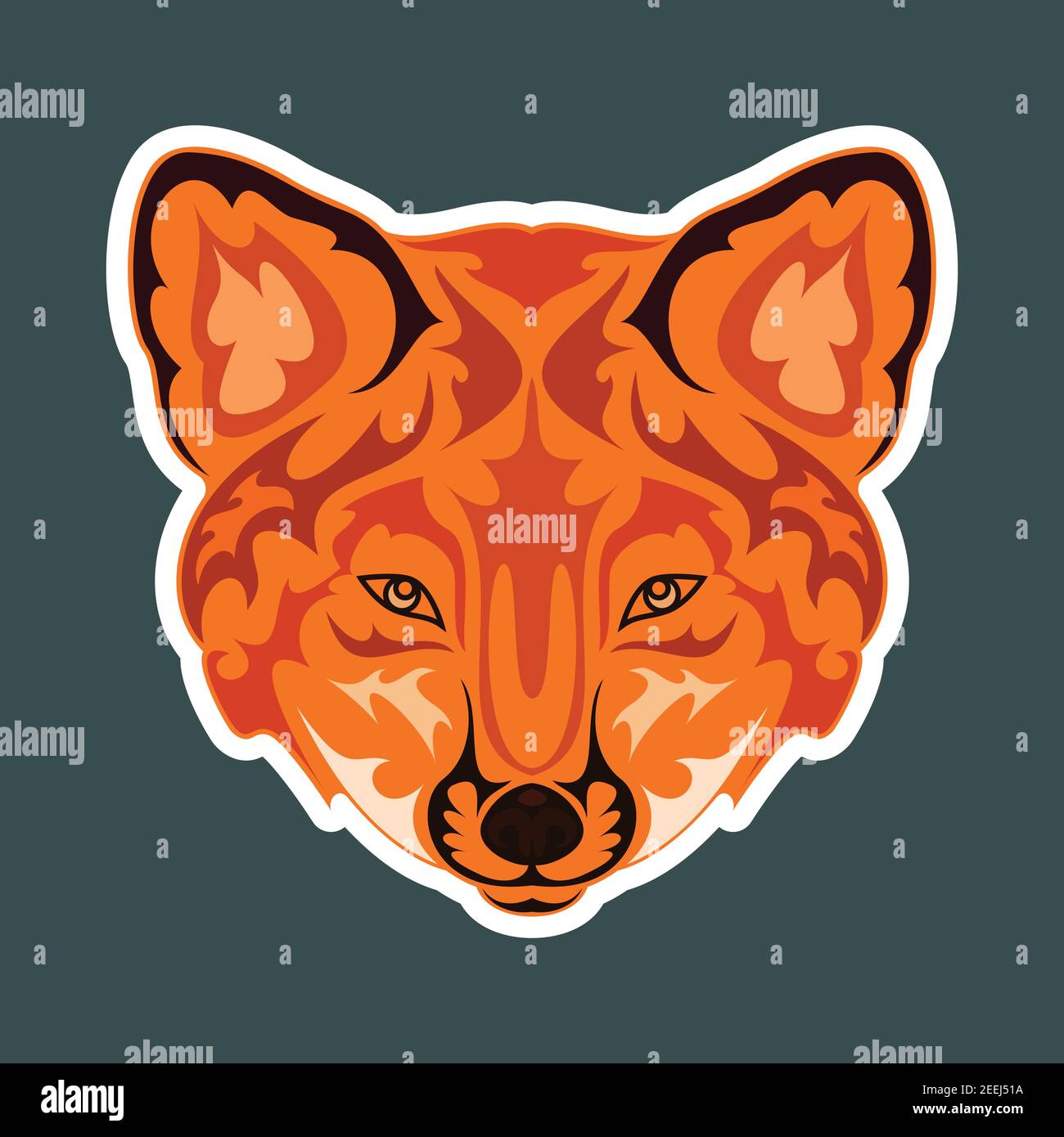 Hand drawn abstract portrait of a fox. Sticker. Vector stylized ...