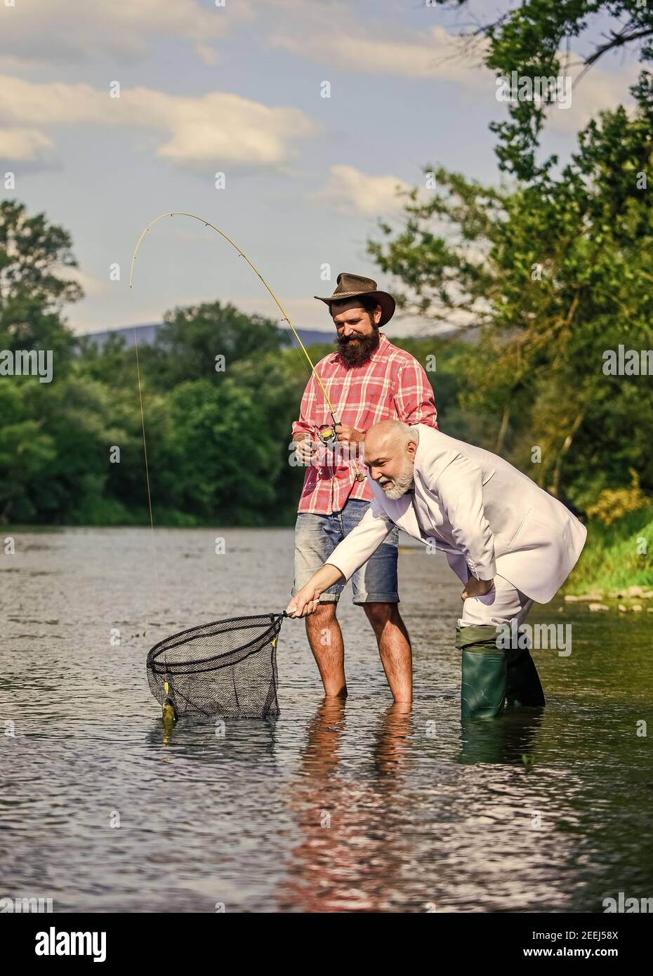My family. retired dad and mature bearded son. happy fishermen. Good ...