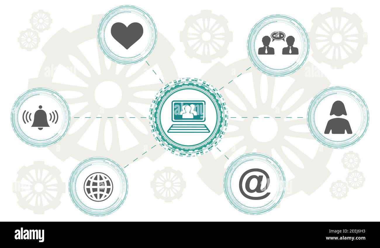 Concept of social media with connected icons Stock Photo - Alamy