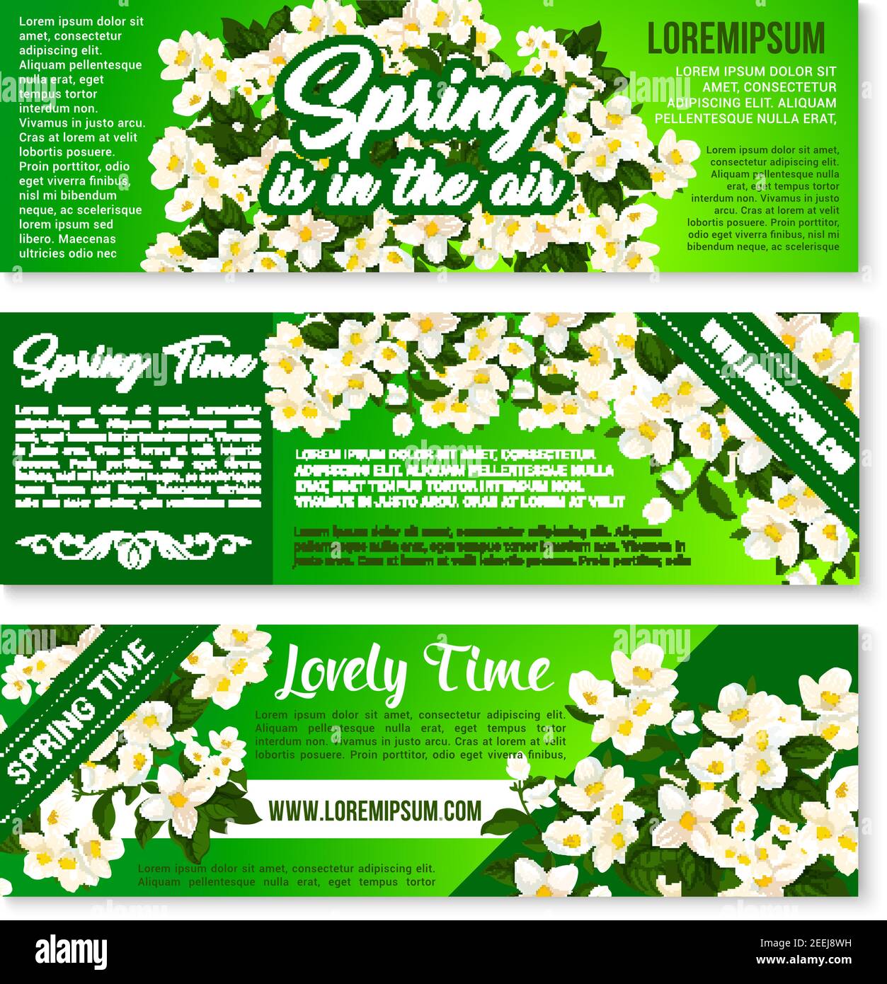 Spring flower bunch banner template. Springtime holidays floral card ...