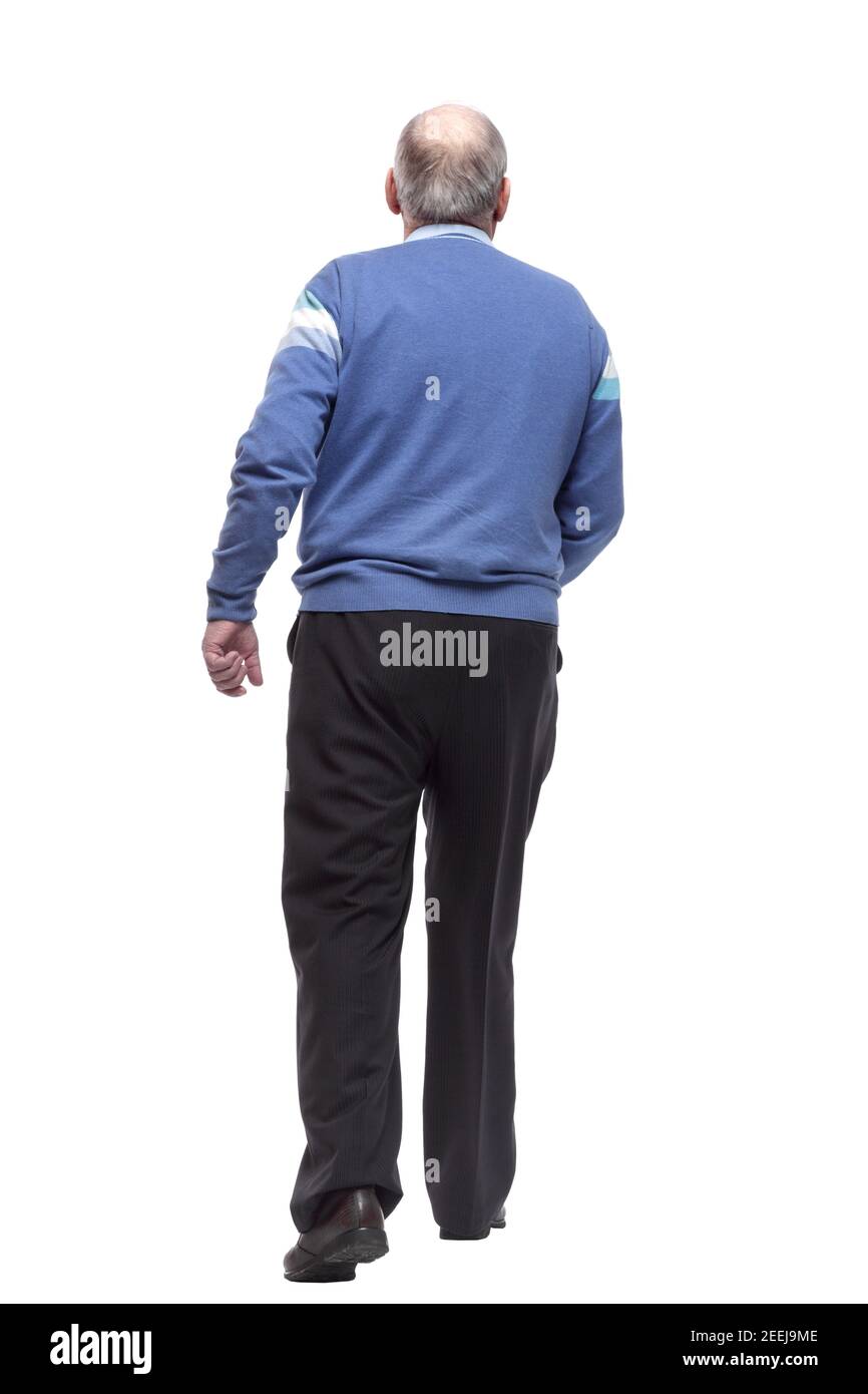 rear view. an elderly man confidently striding away Stock Photo - Alamy